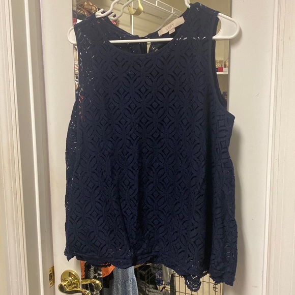 LOFT | Tops | Navy Loft Lacy Tank | Poshmark